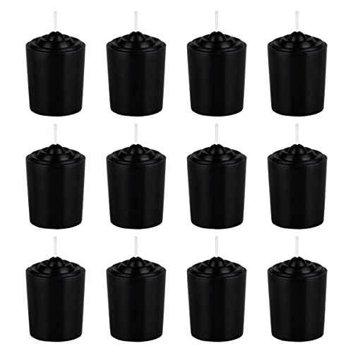 Mega Candles 12 pcs Unscented Black Votive Candle, Hand Poured Wax Candles 15 Hours 1.5 Inch x 2.25 Inch, Home Décor, Wedding Receptions, Baby Showers, Birthdays, Celebrations, Party Favors & More