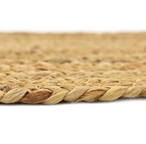 Unique Loom Braided Jute Collection Classic Quality Made Natural Hand Woven Area Rug (2' 0 x 3' 0 Rectangular, Natural)