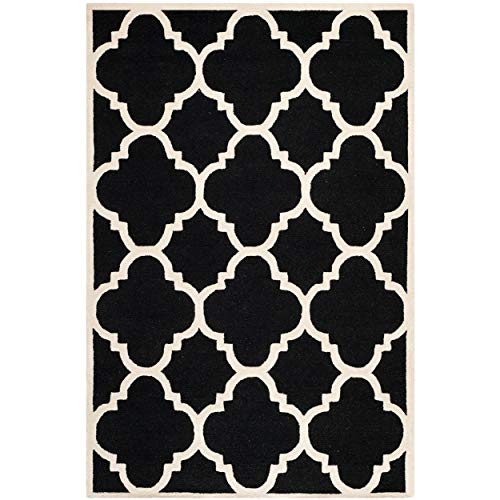 SAFAVIEH Cambridge Collection 8' x 10' Black/Ivory CAM140E Handmade Moroccan Trellis Premium Wool Area Rug