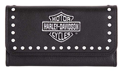 Harley-Davidson Women's Embroidery Studded Traditional Leather Wallet HDWWA11462