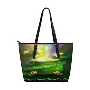 interestprint women totes top handle handbags pu leather purse st, patrick s day symbol green pot