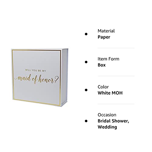 Maid of Honor Proposal Box with Gold Foiled Text | Set of 1 Empty Box | Perfect for Will You Be My MOH gift and wedding present