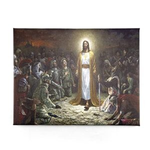 LB Christ Jesus Canvas Wall Art Preaching for The Soldiers Holy Religious Christian Painting Canvas Prints Living Room Bedroom Bathroom Wall Decor Framed Ready to Hang,16x12 inches