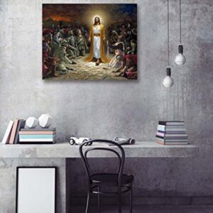 LB Christ Jesus Canvas Wall Art Preaching for The Soldiers Holy Religious Christian Painting Canvas Prints Living Room Bedroom Bathroom Wall Decor Framed Ready to Hang,16x12 inches