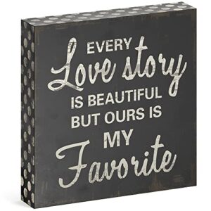 barnyard designs every love story is beautiful box sign wooden signs for home decor, motivational desk decor, primitive decor desk decorations for women office decorations bathroom shelf decor, 8×8