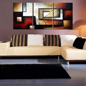 ARTLAND Modern 100% Hand Painted Abstract Oil Painting on Canvas The Maze Of Memory 3-Piece Gallery-Wrapped Framed Wall Art Ready to Hang for Living Room for Wall Decor Home Decoration 24x48inches