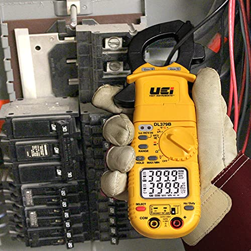 UEi DL379B Digital Clamp Meter Auto Ranging, HVAC Current Voltage Tester w/ Magnetic Mount, Measures AC Amps AC/DC Volts Temperature Capacitance Frequency Diodes Duty Cycle Continuity Resistance NCV