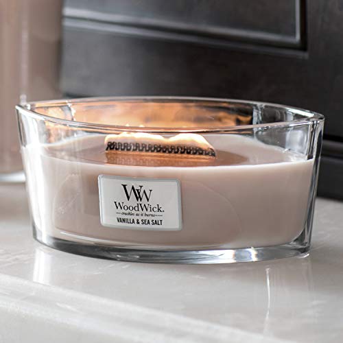 Woodwick Ellipse Scented Candle, Vanilla & Sea Salt, 16oz | Up to 50 Hours Burn Time