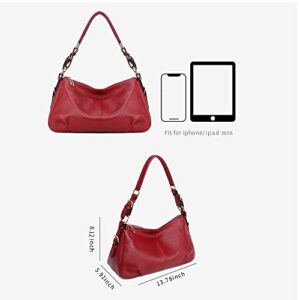 Kattee Soft Leather Hobo handbags for Women, Genuine Top Handle Vintage Shoulder purses(Red)