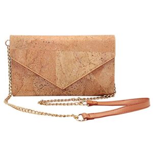 boshiho natural cork crossbody bag, women vegan handbag cork clutch wallet (beige)