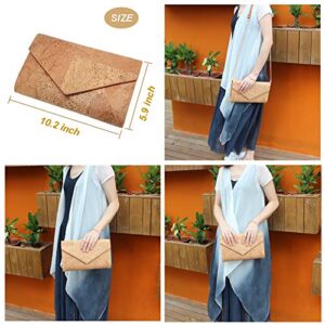 boshiho Natural Cork Crossbody Bag, Women Vegan Handbag Cork Clutch Wallet (Beige)