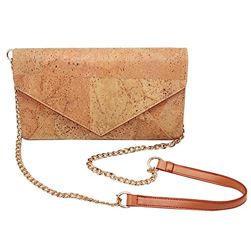 boshiho Natural Cork Crossbody Bag, Women Vegan Handbag Cork Clutch Wallet (Beige)