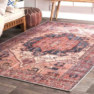 nuloom leslie persian area rug, 4′ x 6′, peach