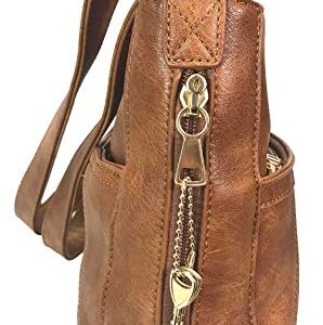 Zzfab Laser Cut Locking Small Concealed Carry Purse CCW Crossbody Bag with Credit Card Slots Brown