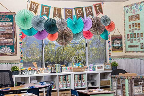 Shabby Chic Burlap Hanging Paper Fans