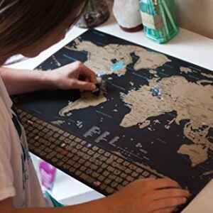 Scratch Off World Map Poster – Deluxe Travel Map, Scratch Off Map of The World with US States and Country Flags, Tracks Where You Have Been, Full Accessories Set, Gift for Travelers, by Earthabitats