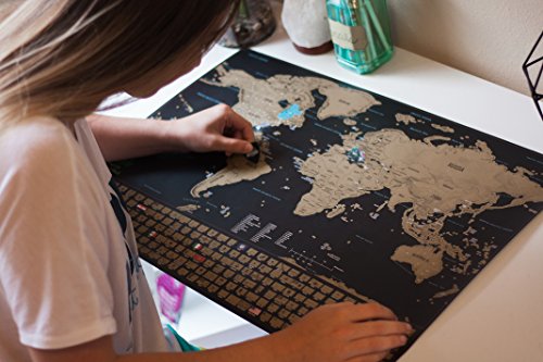 Scratch Off World Map Poster – Deluxe Travel Map, Scratch Off Map of The World with US States and Country Flags, Tracks Where You Have Been, Full Accessories Set, Gift for Travelers, by Earthabitats