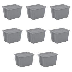 sterilite case of 8 bins 18 gallon containers 68 liter gray storage totes steel colored organization boxes