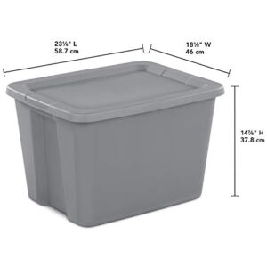 STERILITE Case of 8 Bins 18 Gallon Containers 68 Liter Gray Storage Totes Steel Colored Organization Boxes