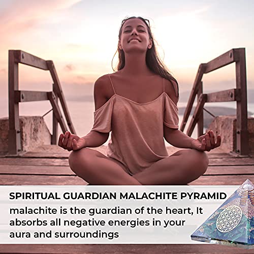 Orgonite Crystal Malachite Pyramid – Positive Energy Crystals Promote E-Energy Protection and Chakra Healing to Enhance Spiritual Growth and Visionary Powers