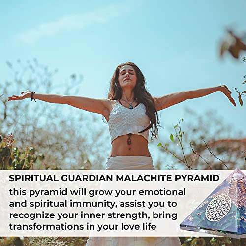 Orgonite Crystal Malachite Pyramid – Positive Energy Crystals Promote E-Energy Protection and Chakra Healing to Enhance Spiritual Growth and Visionary Powers