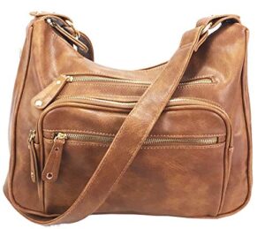 zzfab fashion locking concealed carry big hobo bag ccw cross body bag with credit card slots brown