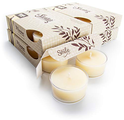 Vanilla Bean Premium Tealight Candles Bulk Pack - 24 Beige Highly Scented Tea Lights - Beautiful Candlelight - Made in The USA - Bakery & Food Collection