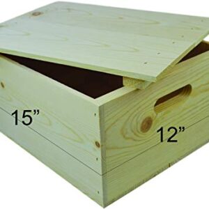 Wooden Pine Box with Hand Holes and a Drop on Lid