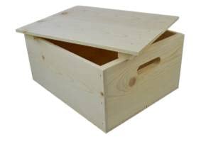 Wooden Pine Box with Hand Holes and a Drop on Lid