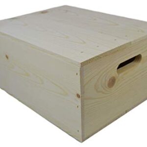 Wooden Pine Box with Hand Holes and a Drop on Lid