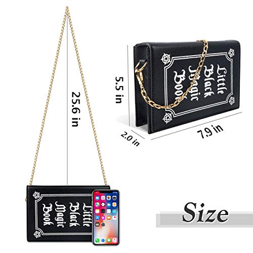 USTYLE Magic Book Shaped Crossbody Bag, Girl Women Fashion Cute Shoulder Bag with Chain Strap (black)