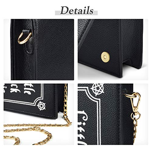 USTYLE Magic Book Shaped Crossbody Bag, Girl Women Fashion Cute Shoulder Bag with Chain Strap (black)