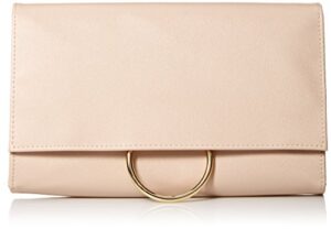 jessica mcclintock womens nora solid large envelope clutch with ring closure, nude, one size us