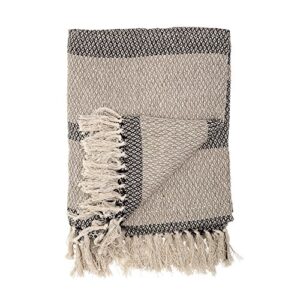 bloomingville unisex adult modern grey grey striped cotton blend throw, gray, small us