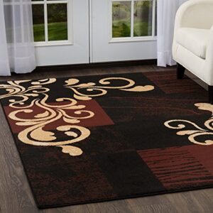 home dynamix nile modern area rug 2×7 ebony swirl