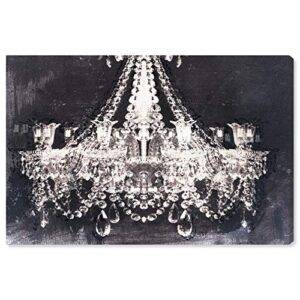 the oliver gal artist co. modern 24 in x 16 in, glam crystal chandelier, canvas wall art, dining room, black