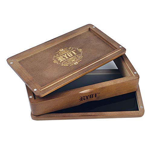 RYOT 4x7” Solid Top Box in Walnut| Premium Wooden Box Perfect for Sifter - Monofilament Mesh Screen - Glass Base Tray - Prep Card - Pollen Catcher