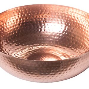 Red Co. 13" Elegant Handcrafted Hammered Round Bowl, Decorative Centerpiece, Large, Copper Finish