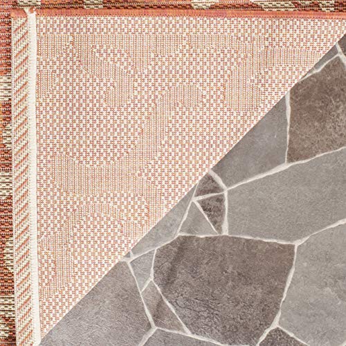 SAFAVIEH Courtyard Collection 8' x 11' Terracotta / Natural CY2663 Indoor/ Outdoor Waterproof Easy-Cleaning Patio Backyard Mudroom Area-Rug