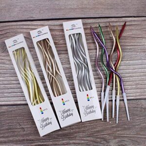 Twisty Birthday Candles Set,Metallic Colorful Curly Coil Candles,Creative Fun Long Thin Wedding Birthday Candles Set,Party Supplies,Cake Decoration,6 Pack (Gold)