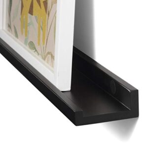 Wallniture Modern Floating Wall Ledge Shelf for Pictures and Frames Black 46 Inch Set of 2