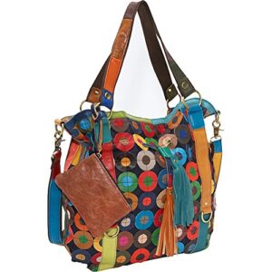 multi-colored lloyd leather tote (#1730-9)