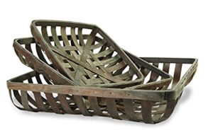 mud pie set of 3 tobacco baskets, one size, brown