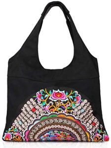 mazexy tote handbags for women large embroidered canvas shoulder bag daily bag