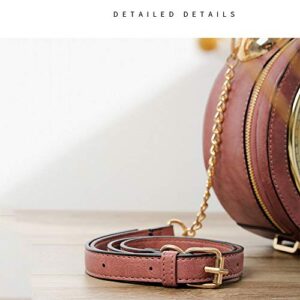 Clock Bag Real Working,Vintage Crossbody Messenger Bag, SteamPunk Style Shape Leather Bag Circular Handbag Chain Shoulder Female bag (Pink)