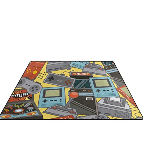 My Daily Classic Videogames Pattern Area Rug 4'10" x 6'8", Living Room Bedroom Kitchen Decorative Lightweight Foam Printed Rug