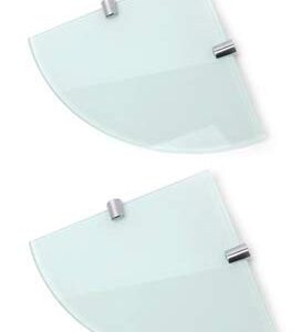 BSM Marketing Multi Pack White Toughened 6mm Glass Corner Shelves 2 x 200mm (8" Approx) Shelves