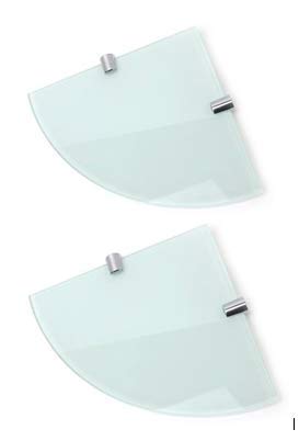 BSM Marketing Multi Pack White Toughened 6mm Glass Corner Shelves 2 x 200mm (8" Approx) Shelves