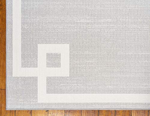 Unique Loom Uptown Collection by Jill Zarin Collection Greek Key Textured Modern Gray Runner Rug (2' 2 x 6' 0)