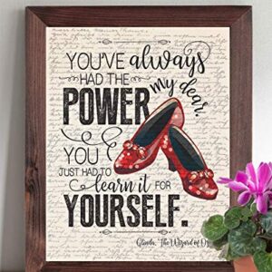 Wizard of Oz Art - You've Always Had The Power My Dear - Glinda the Good Witch to Dorothy - 11x14 Unframed Art Wizard of Oz Poster Print - Great Wizard of Oz Gifts, Office Decor and Dorothy Decoration